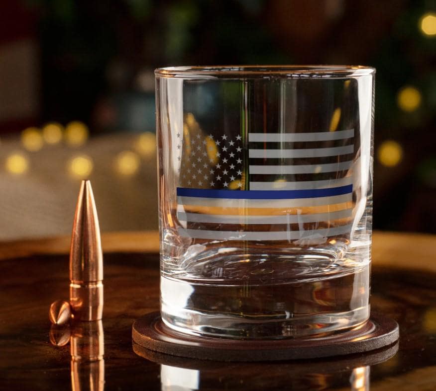 Thin Blue Line American Flag - Whiskey Glass – Outlaw Geek Shop